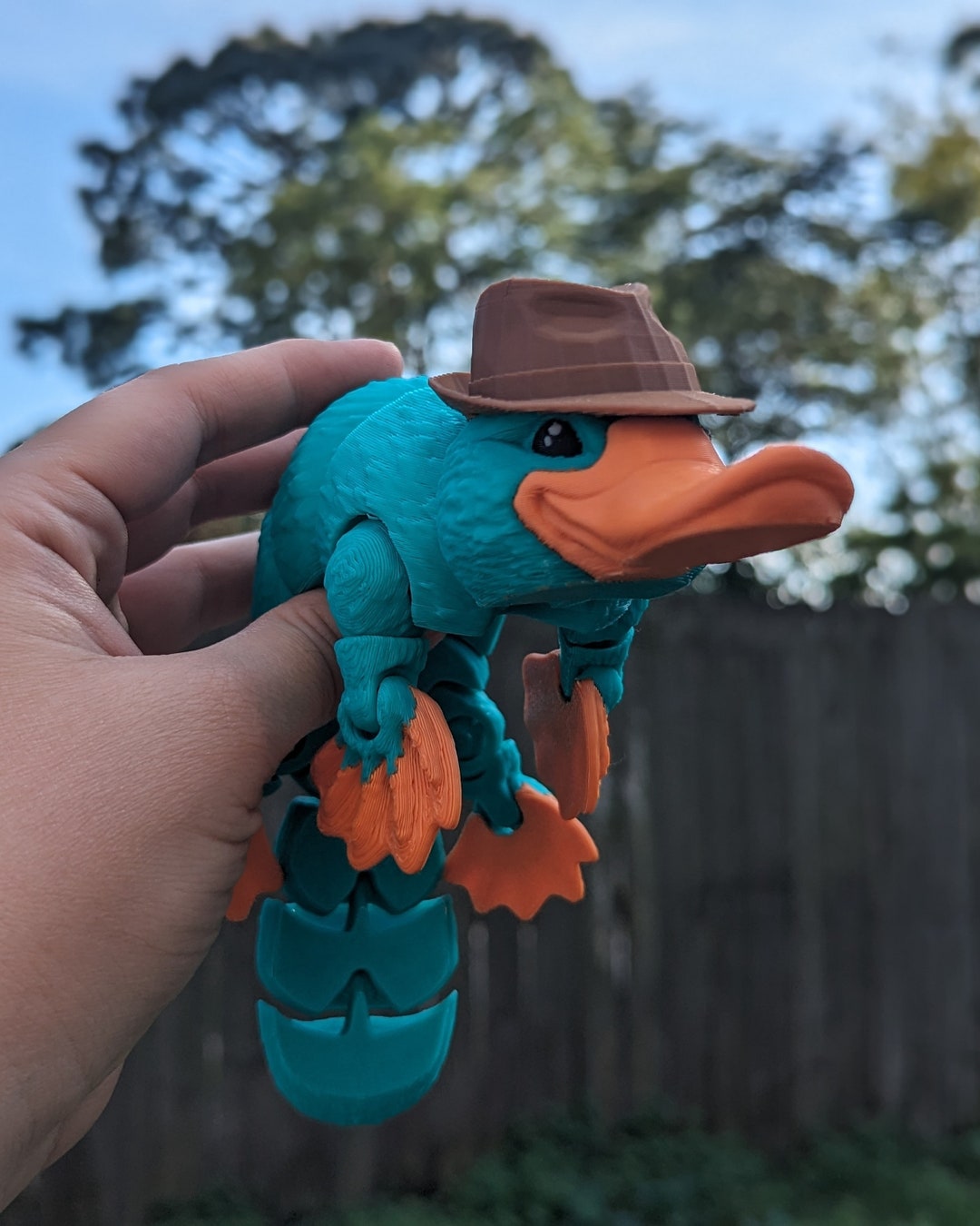 Large Articulated Platypus 3D Printed Figure With Removable Hat ...