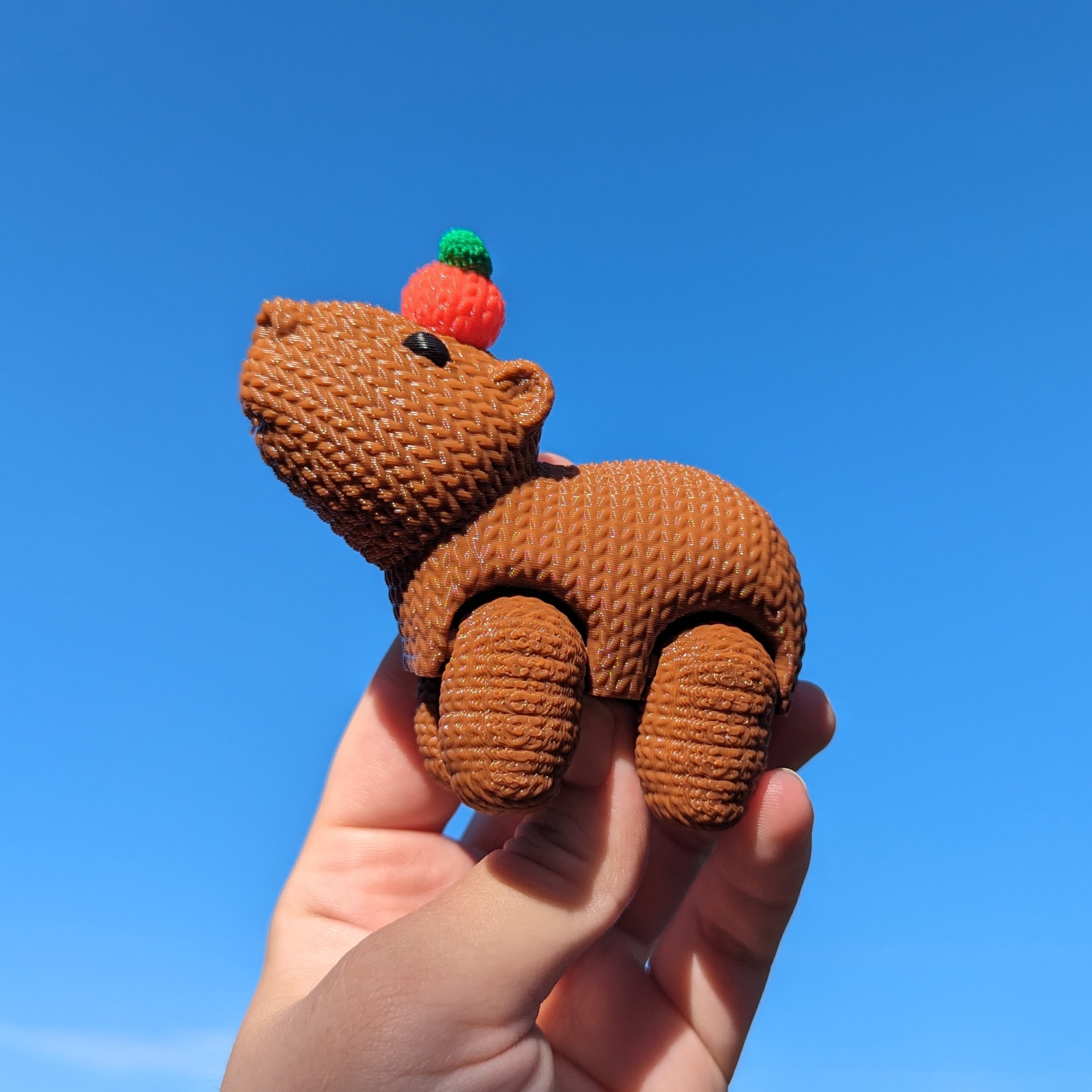 Capybara Knit-look 3D Printed Articulated Figure With Apple on Head ...