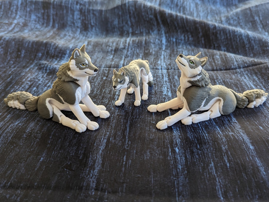 Wolf 3D Printed Articulated Figure - Wild Animal Model - Wildlife ...