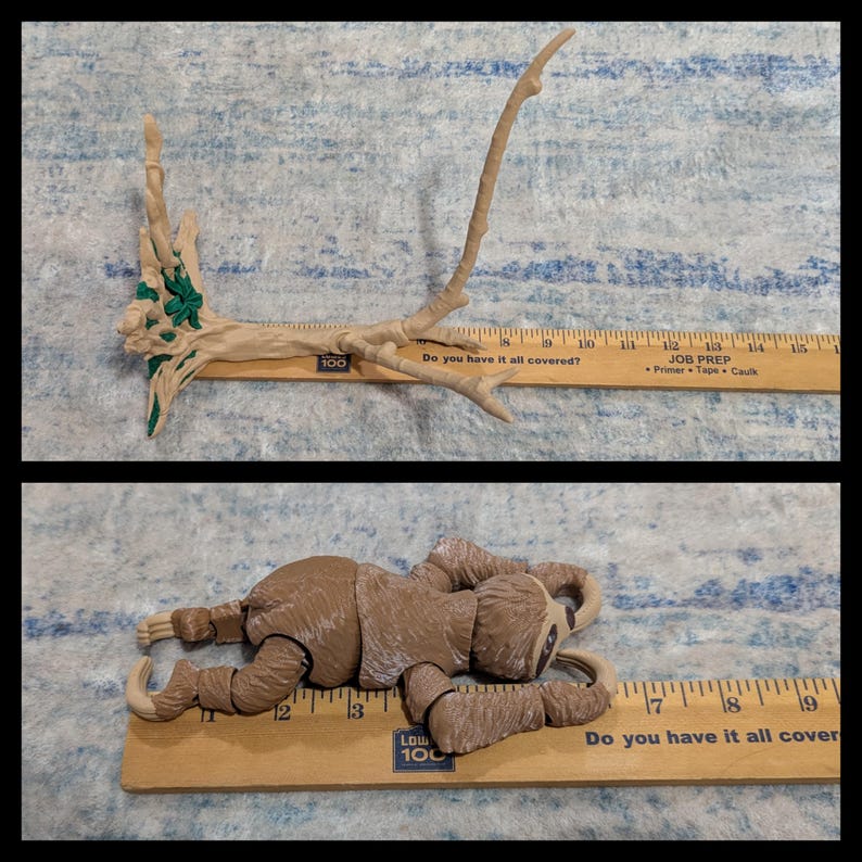 Sloth 3D Printed Articulated Figure Set: Display Piece, Sloth and Tree ...