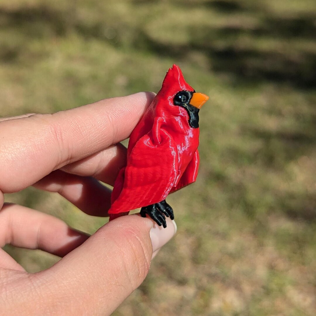 Mini Cardinal 3D Printed Articulated Figure: Holiday, Winter Red Bird ...