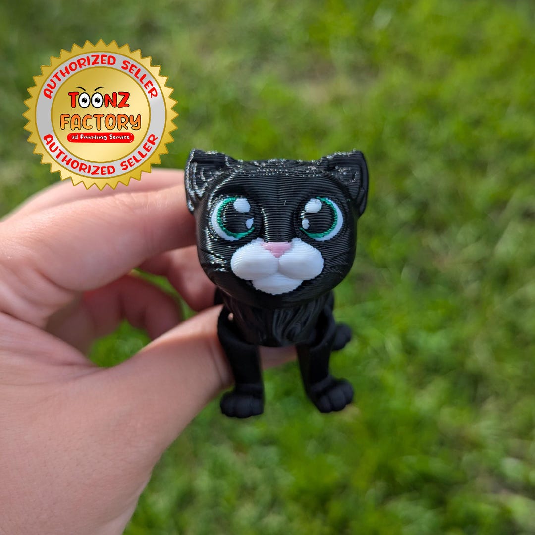 Cute Cat 3D Printed Articulated Model - Pocket Pet - Posable Desktop ...