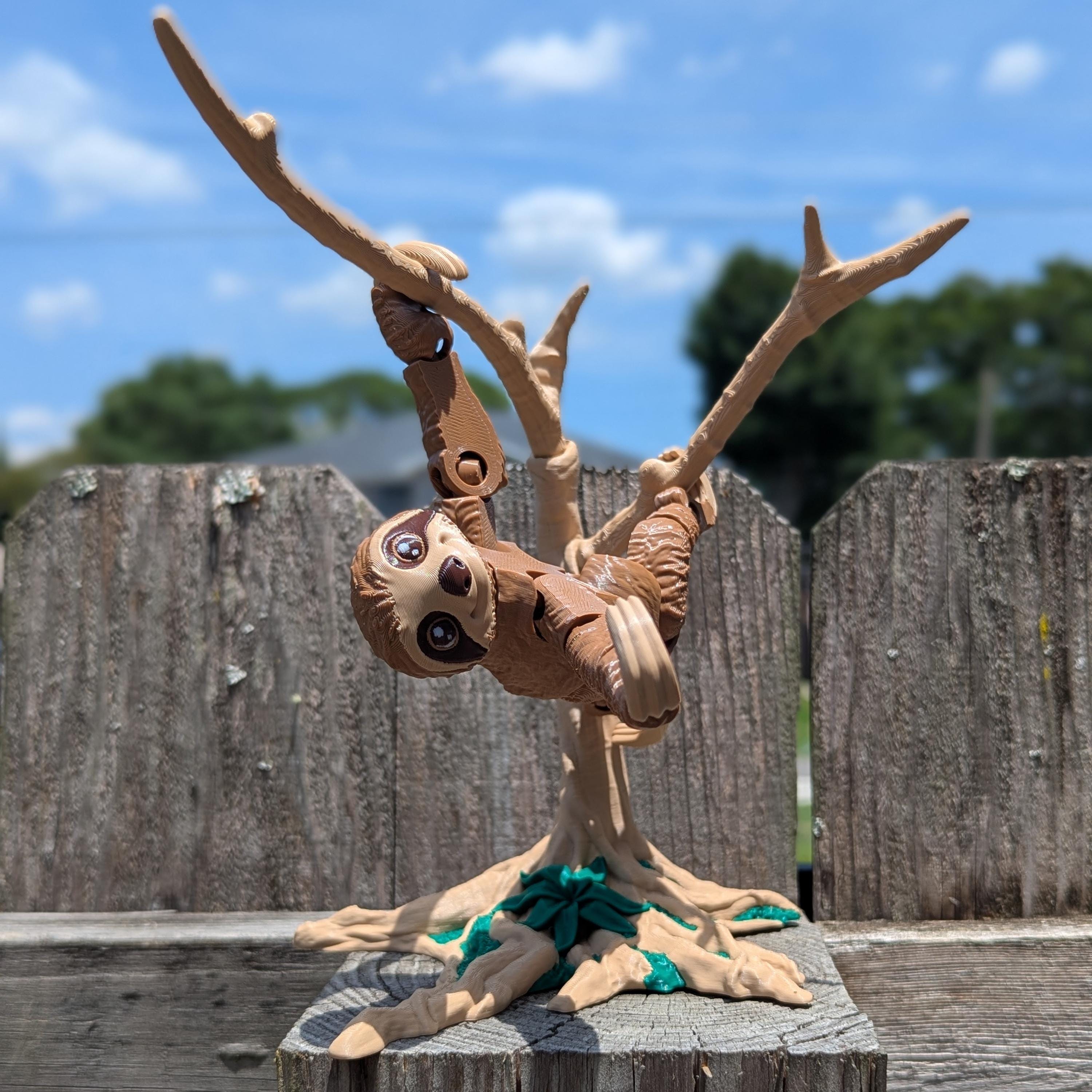Sloth 3D Printed Articulated Figure Set: Display Piece, Sloth and Tree ...