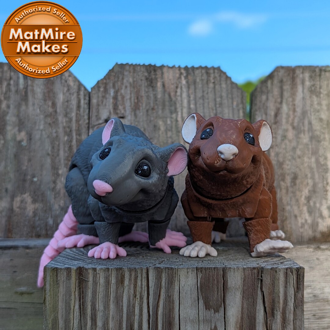 Cute Rat Articulated 3D Figure - Rat or Mouse Figurine - Posable ...