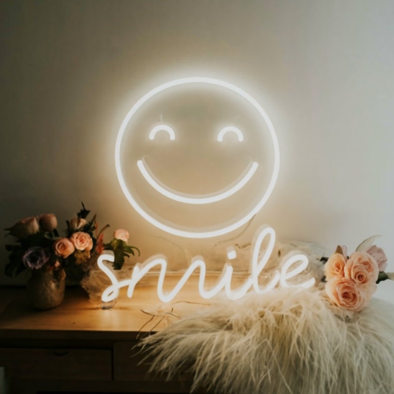 Smiley Face Neon Sign Led Neon Sign Bedroom Personalized Gifts Wedding ...