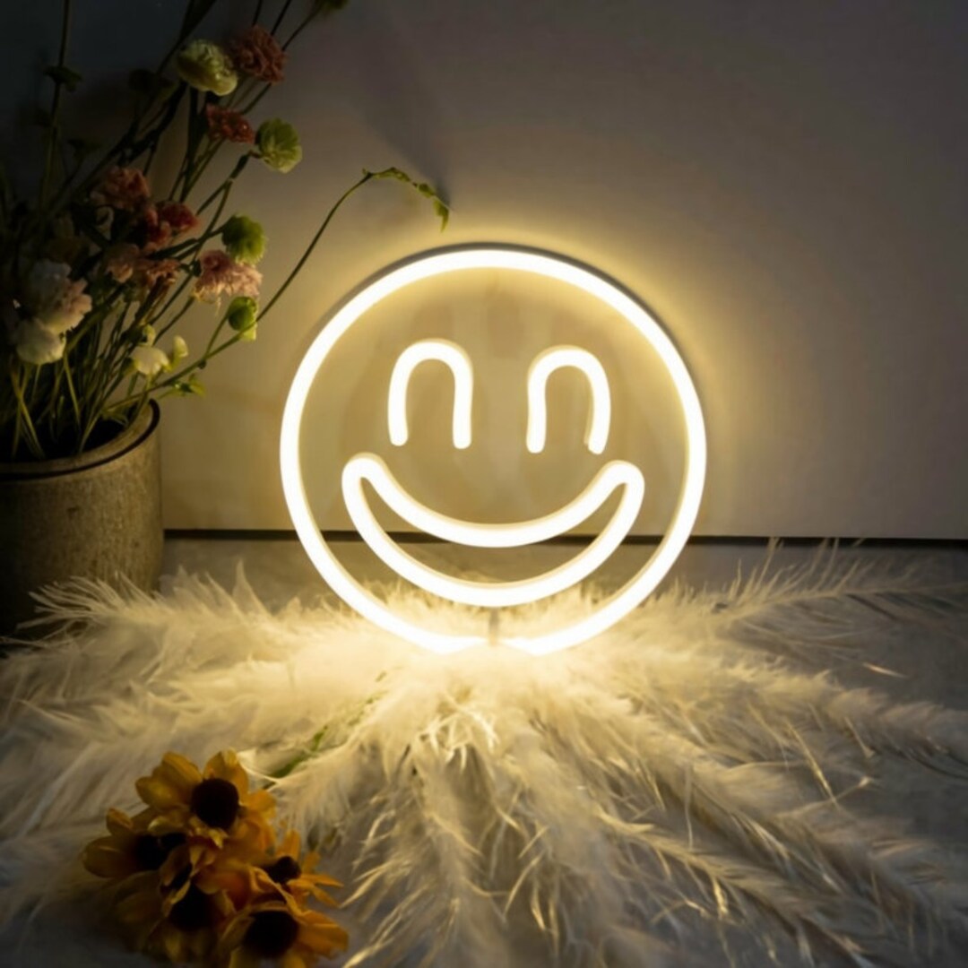 Smiley Face Neon Sign Led Neon Sign Bedroom Personalized Neon Sign Neon ...
