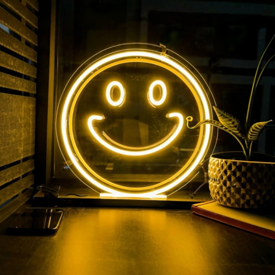 Smiley Face Neon Sign Led Neon Sign Bedroom LED Neon Light Personalized ...