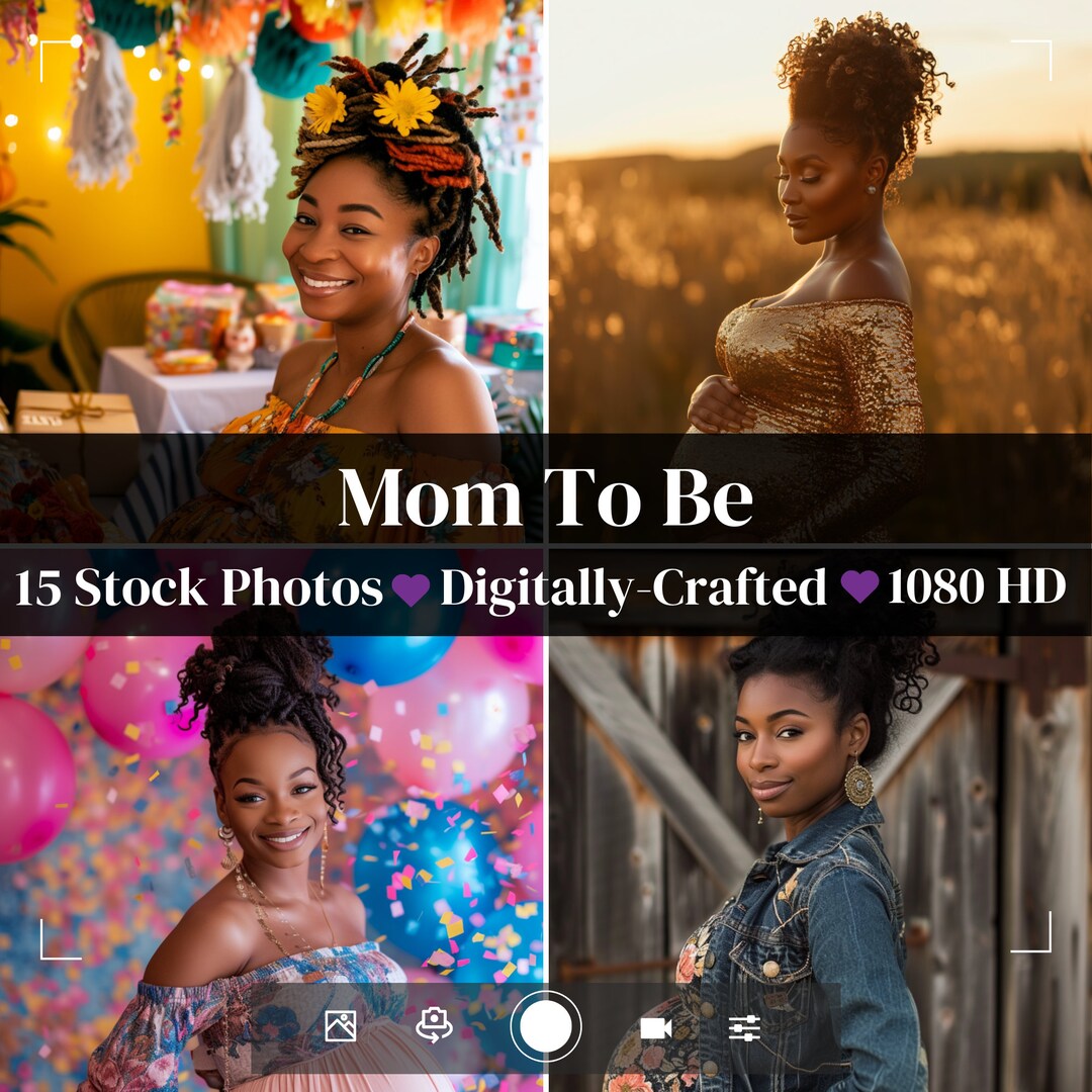 High-resolution African American Moms to Be Stock Photo Bundle ...