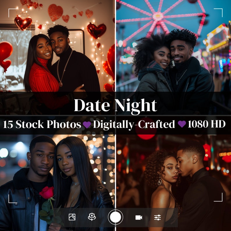 High-resolution African American Couples Stock Photo Bundle, Date Night ...