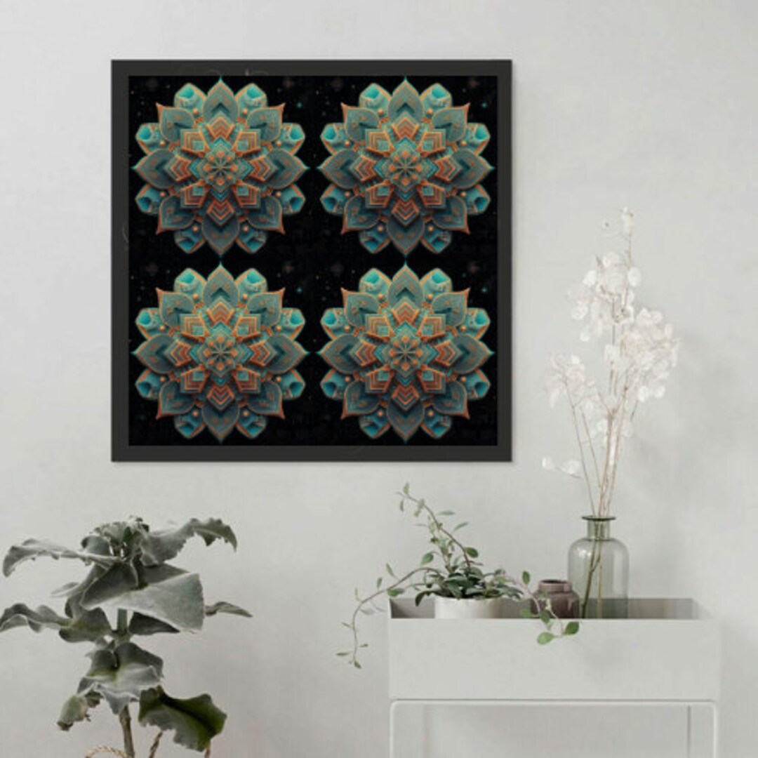 Blue Tone Symmetrical Mandalas Graphic Design on Galactic Background - Etsy