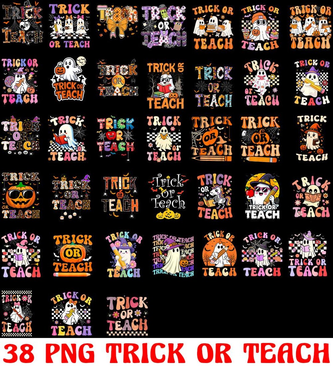 38 Trick or Teach Png Bundle, Halloween Teacher Png, Funny Ghost ...