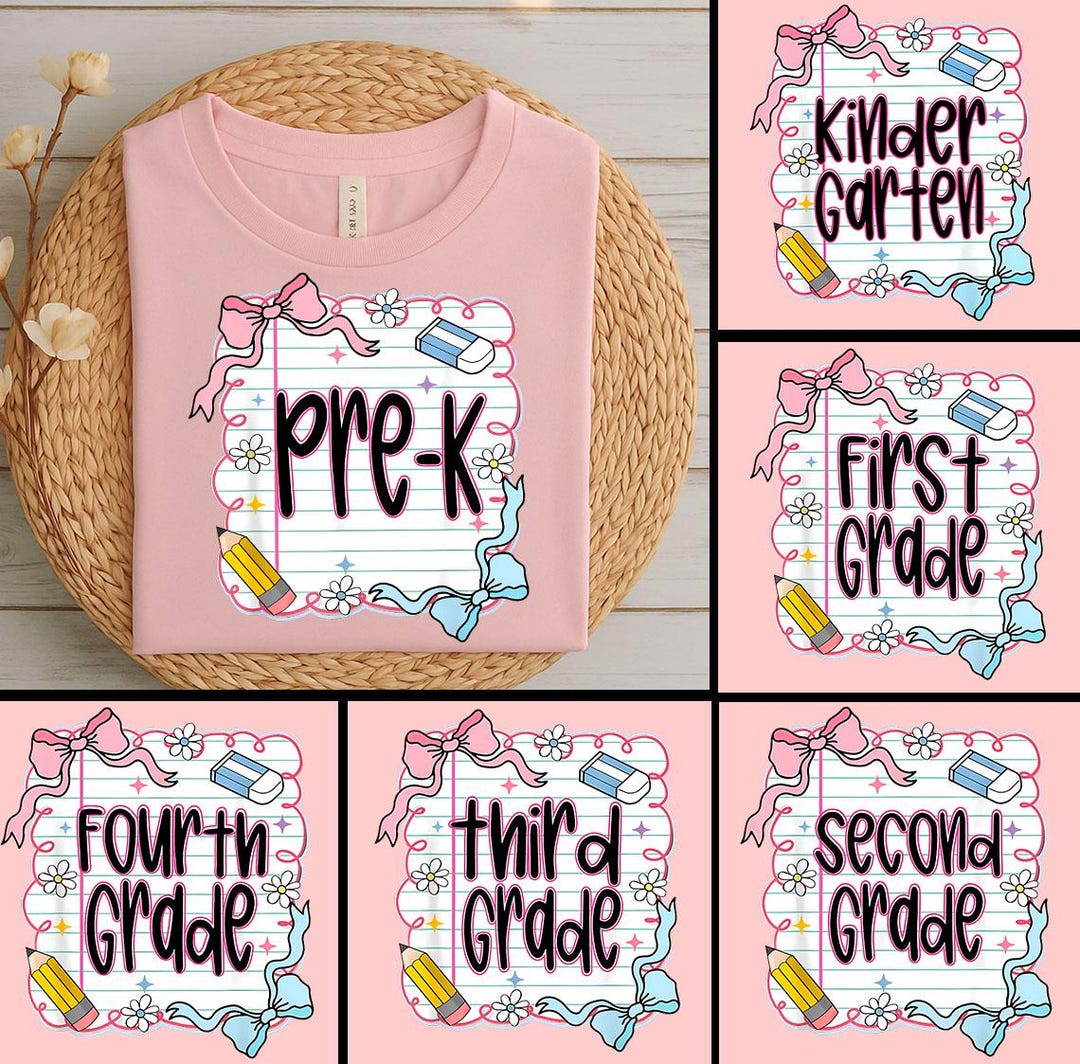 Preppy Back to School PNG Bundle Coquette Pencil Bow Grades ...