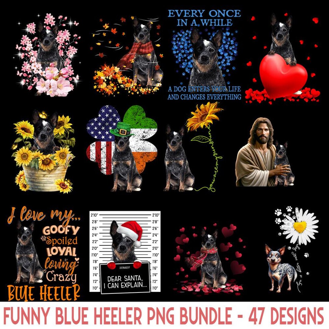 Blue Heeler Quotes X47 BUNDLE Png, Australian Cattle Dog Svg Bundle ...