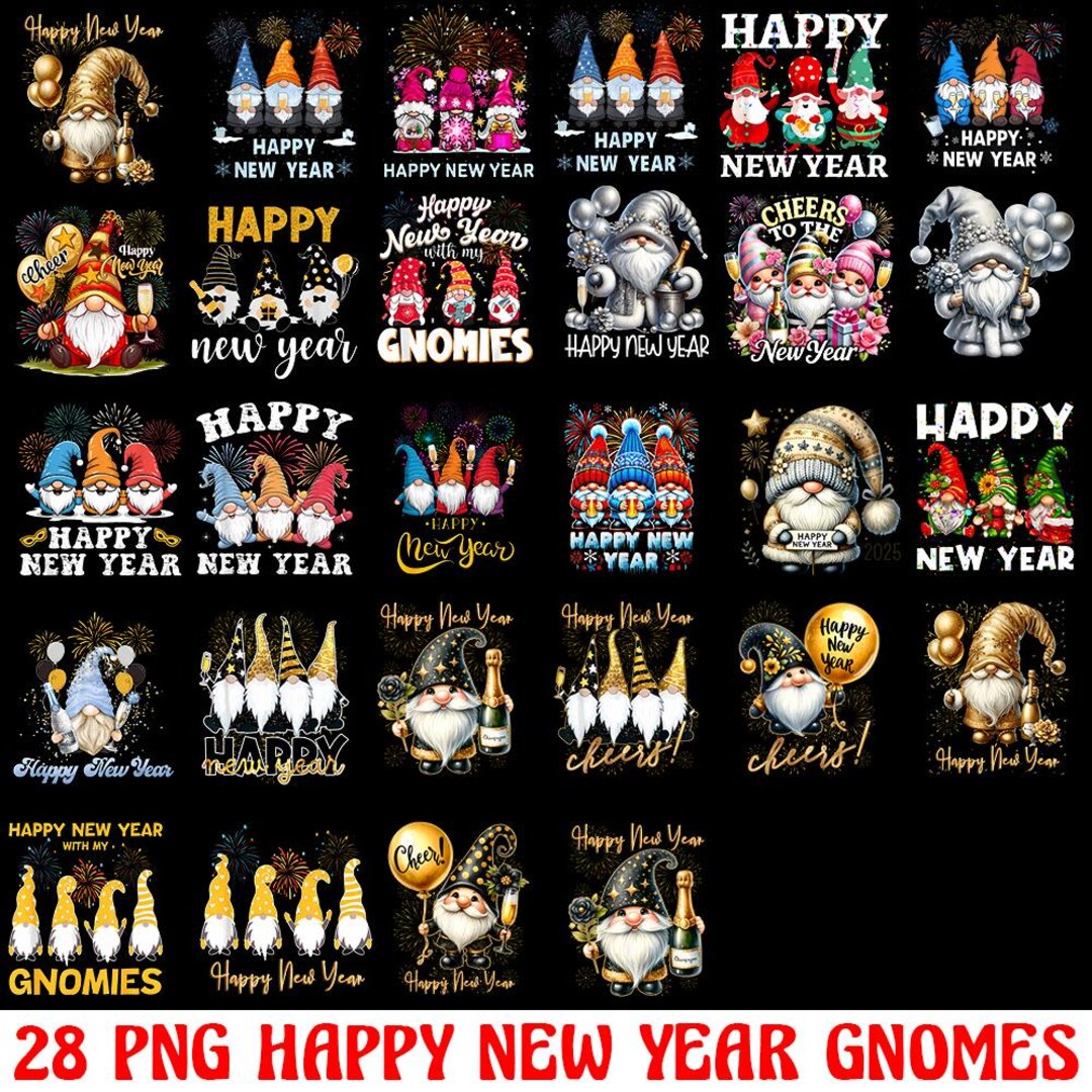 28 Happy New Year Gnomes Png Bundle, Happy New Year Png, Gnome Png ...