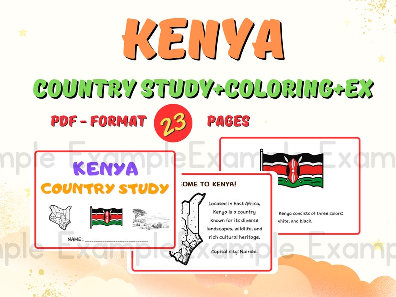 Kenya Country Study+coloring+ex Activities - Etsy
