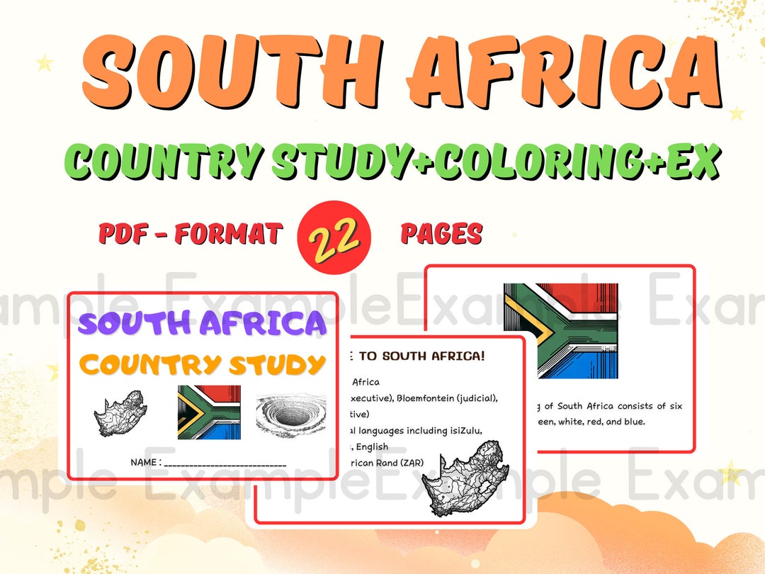 South Africa Country Study+coloring+ex Activities - Etsy