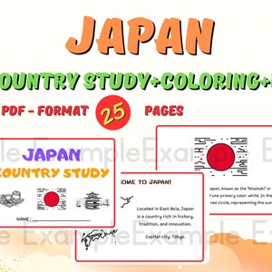 Japan Country Study+coloring+ex Activities - Etsy