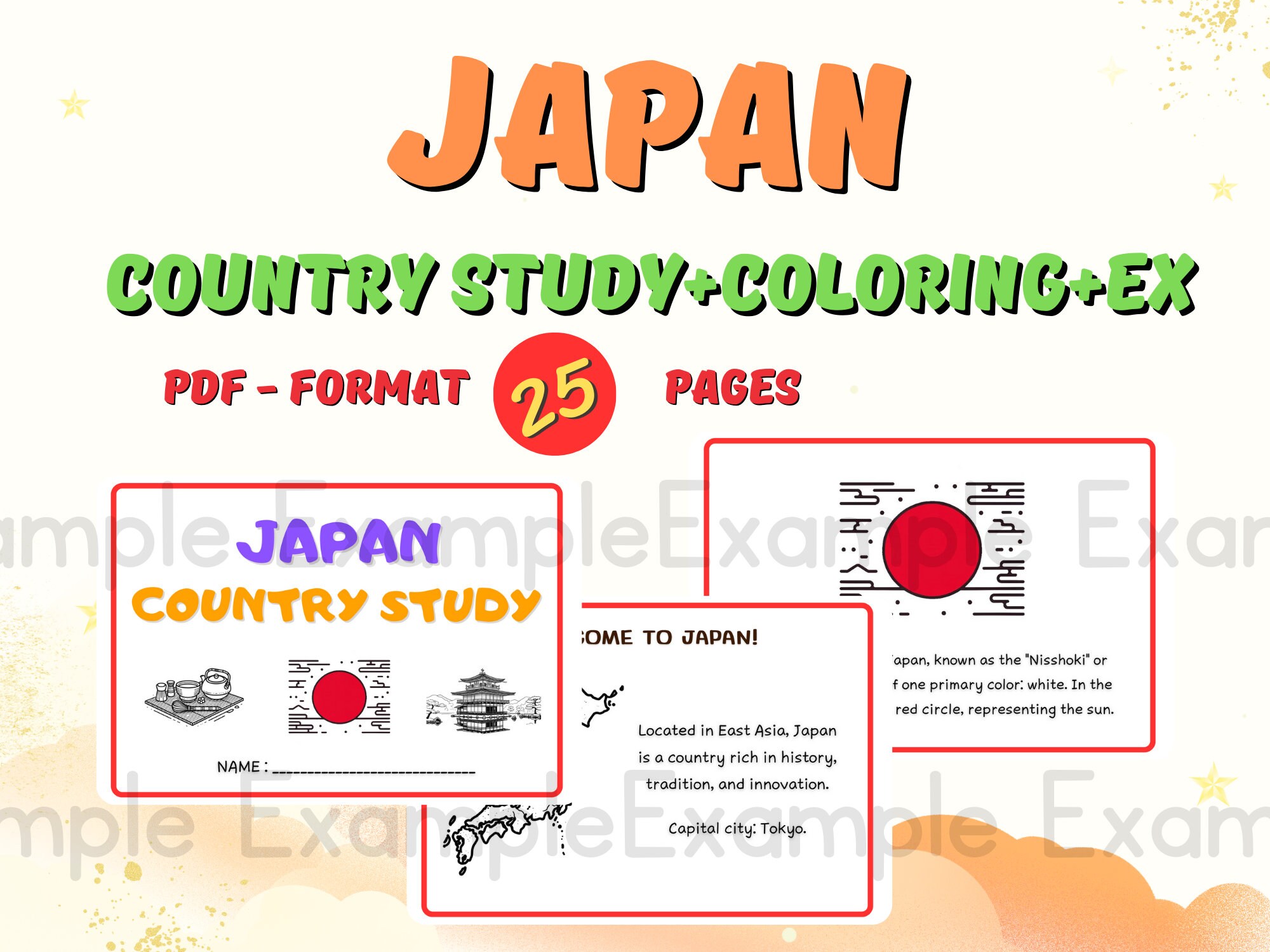 Japan Country Study+coloring+ex Activities - Etsy