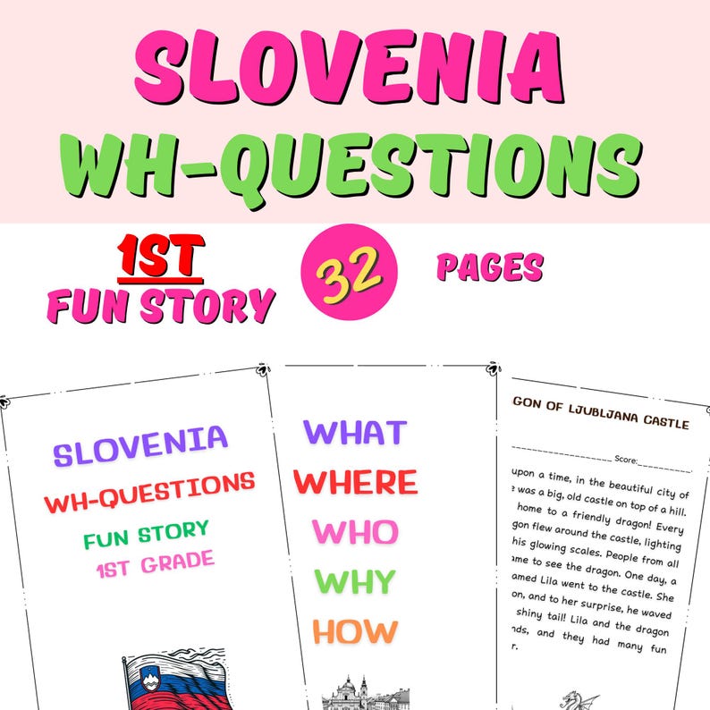 Wh-questions-slovenia Fun Story 1st Grade With Worksheets - Etsy