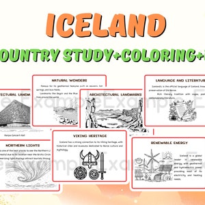 Iceland Country Study+coloring+ex Activities - Etsy