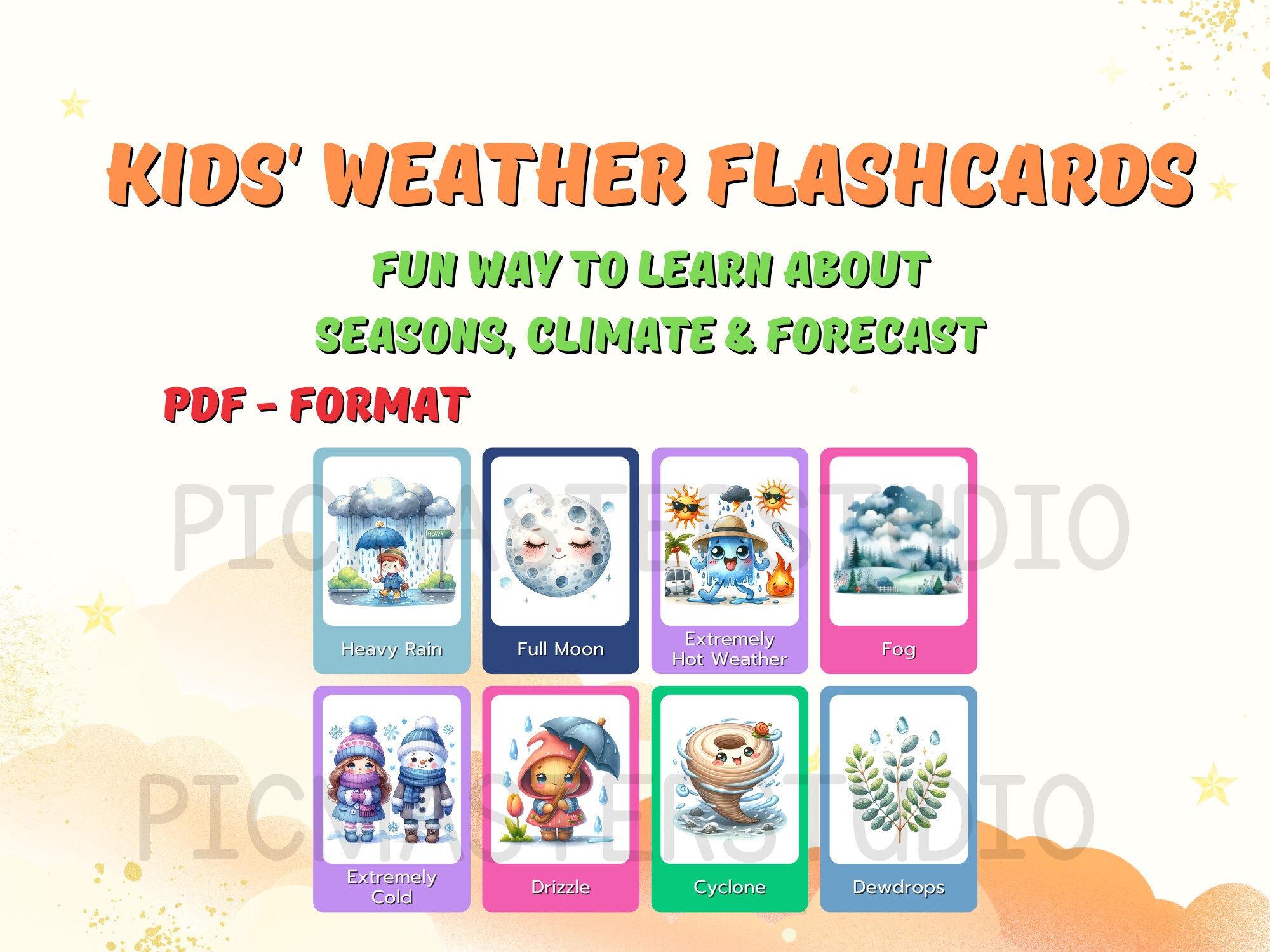 Forecasting Fun: Kids' Weather Flashcards for Kids Learn About Weather ...