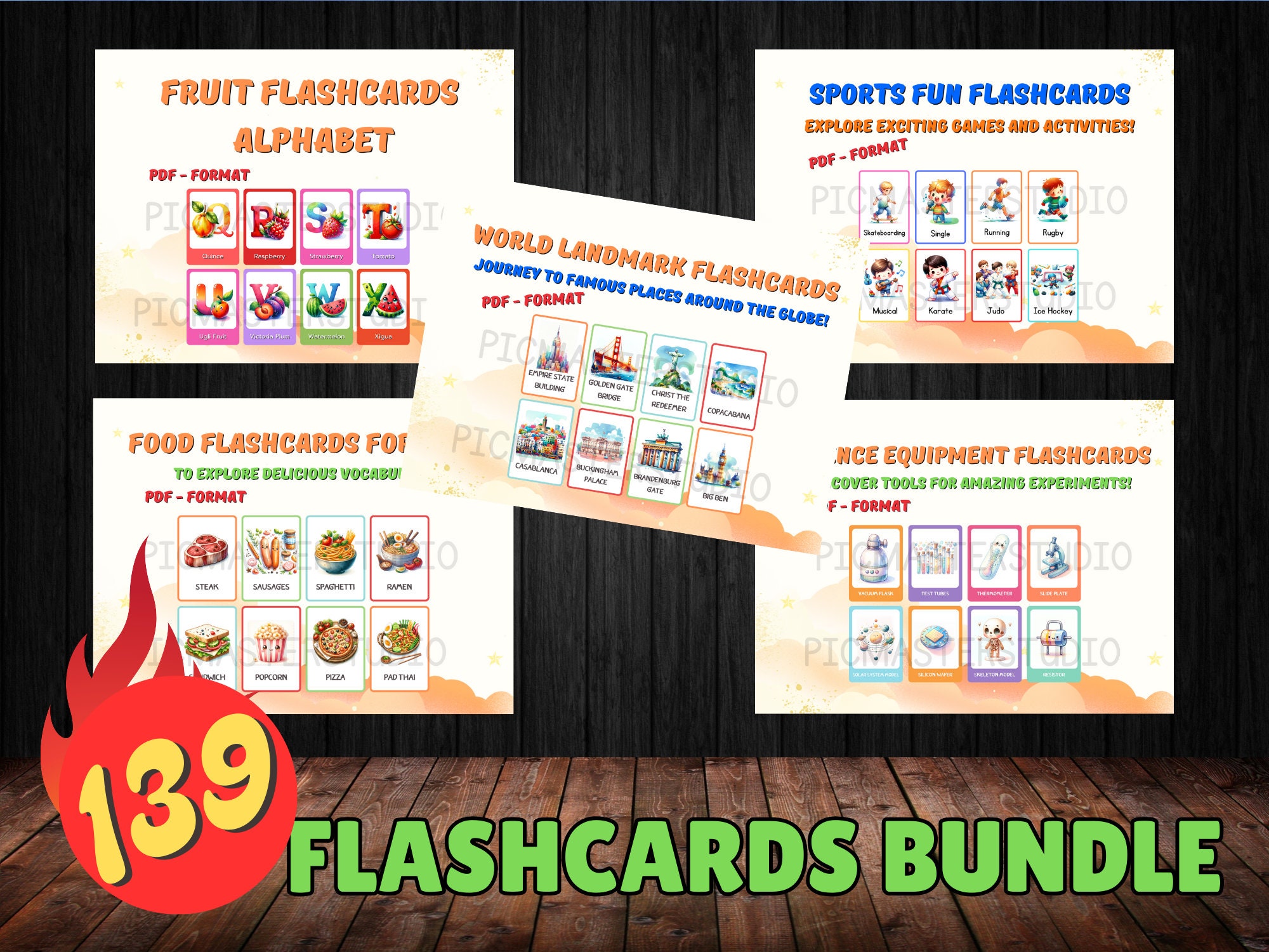 Exciting Bundle of 139 Flashcards for Kids: Sports, Landmarks, Science ...