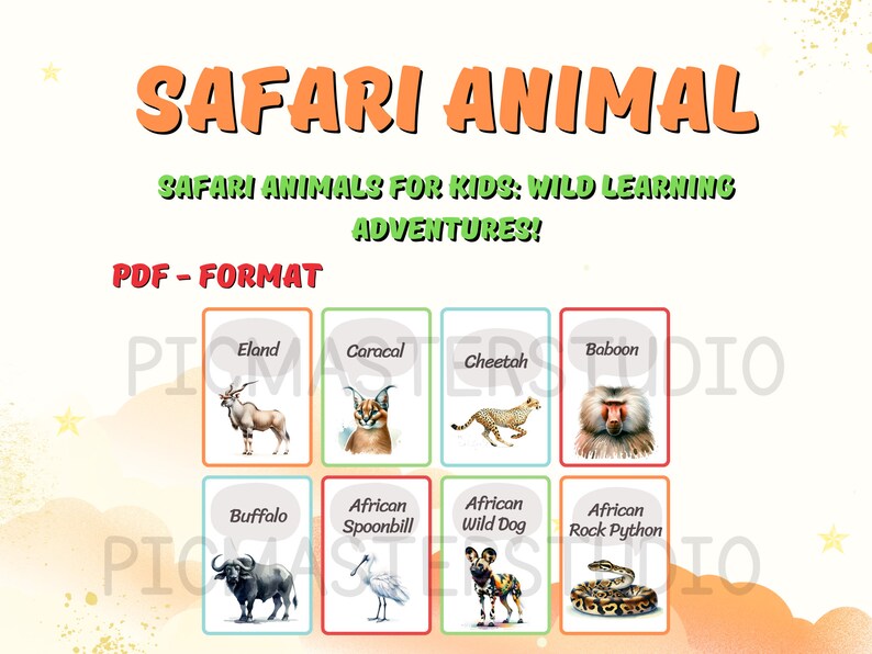 35 Wild Adventures Await: Safari Animal Flashcards for Kids Explore the ...