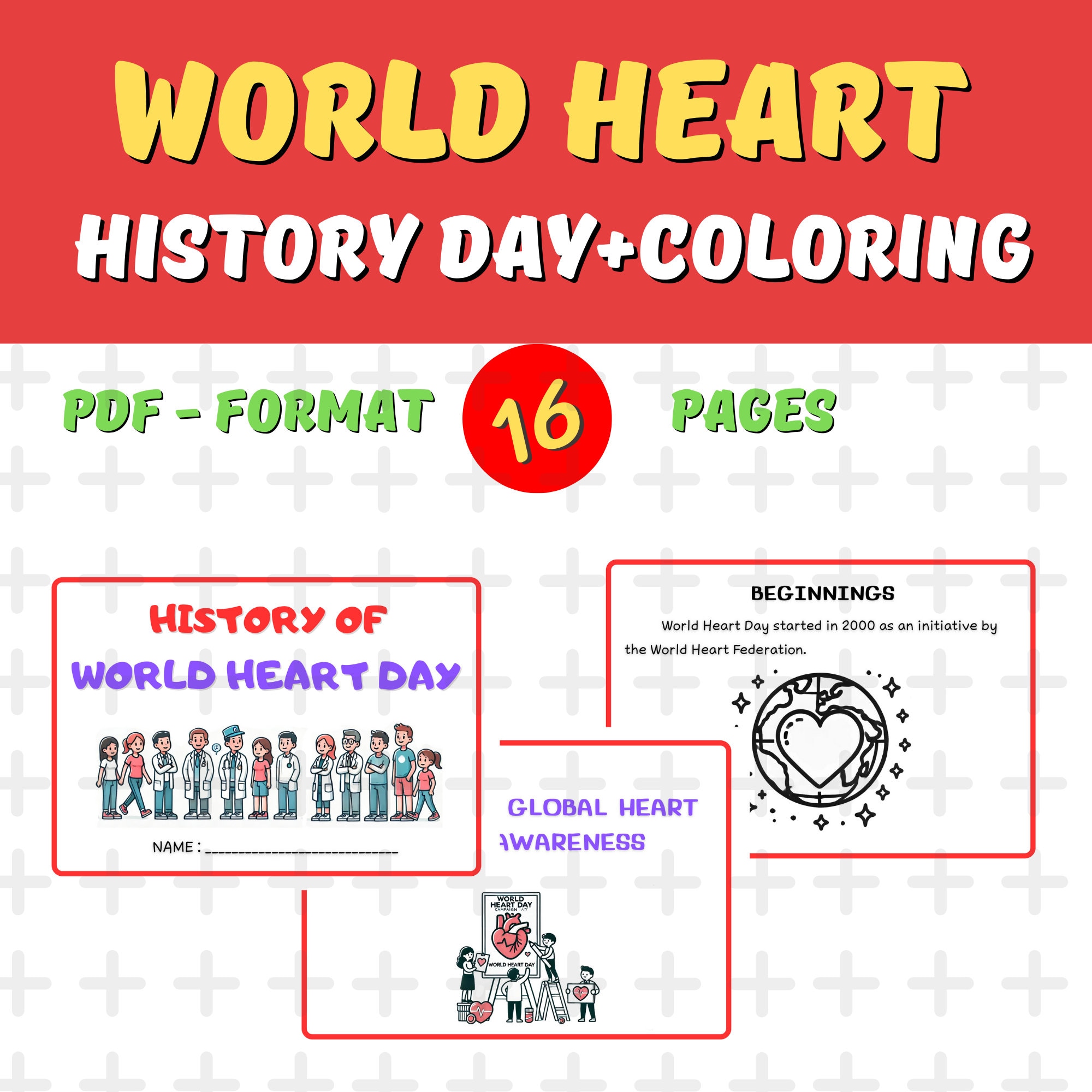 World Heart History Day+coloring Pages for Kids | Heart Health Kids ...