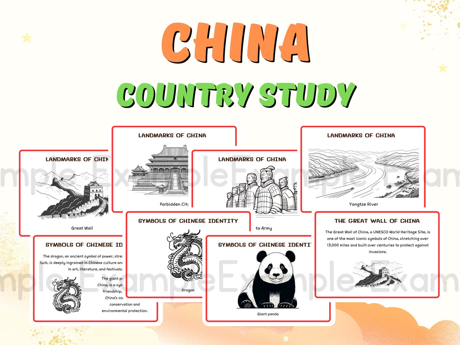 China Country Study+coloring+ex Activities - Etsy