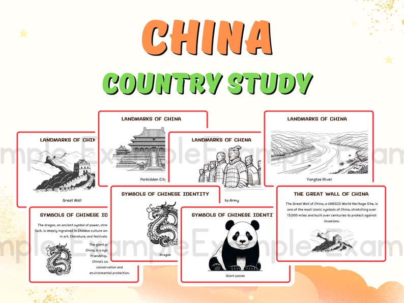 China Country Study+coloring+ex Activities - Etsy