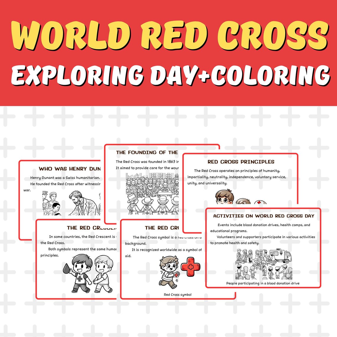 Exploring World Red Cross Day+coloring Pages for Kids - Etsy