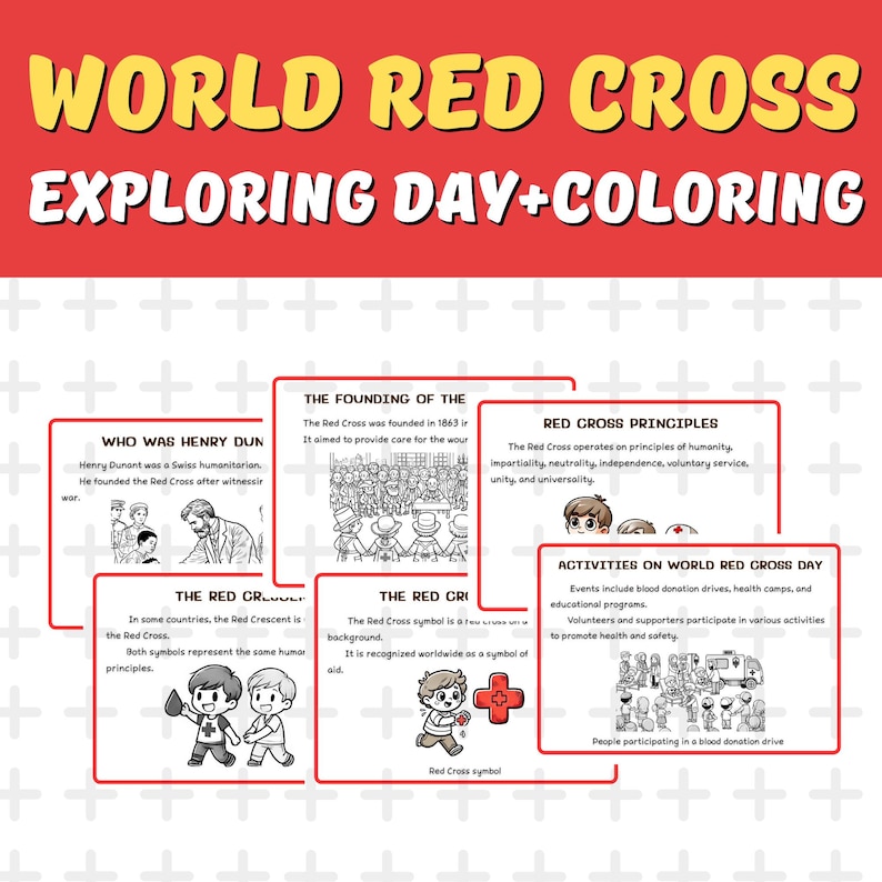 Exploring World Red Cross Day+coloring Pages for Kids - Etsy
