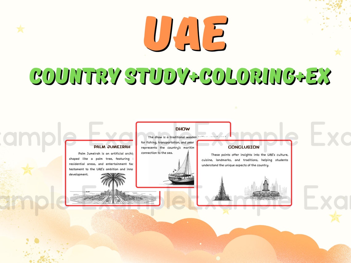 United Arab Emirates Country Study+coloring+ex Activities - Etsy