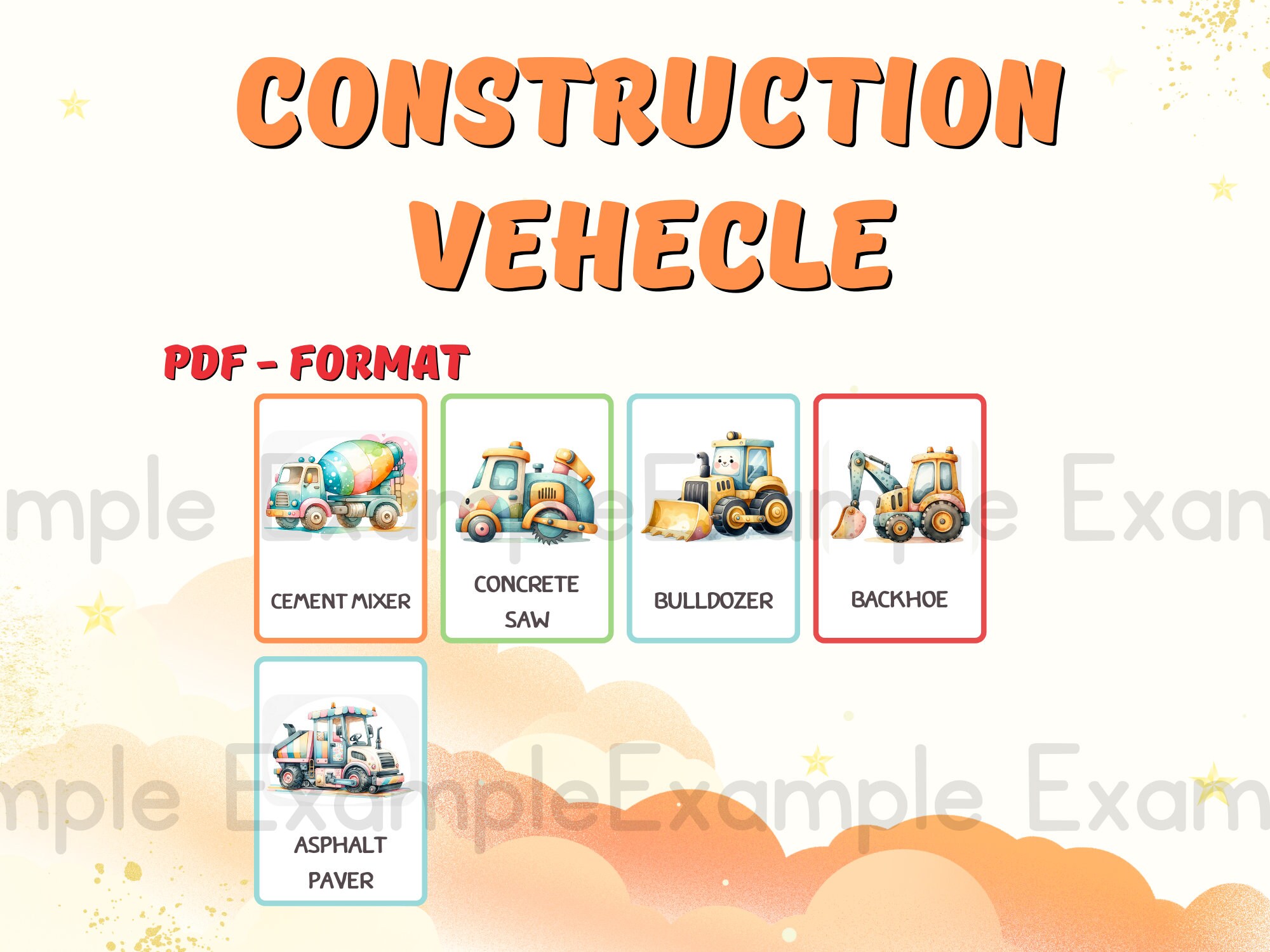 Building Adventure: Construction Vehicle Flashcards for Kids Explore ...