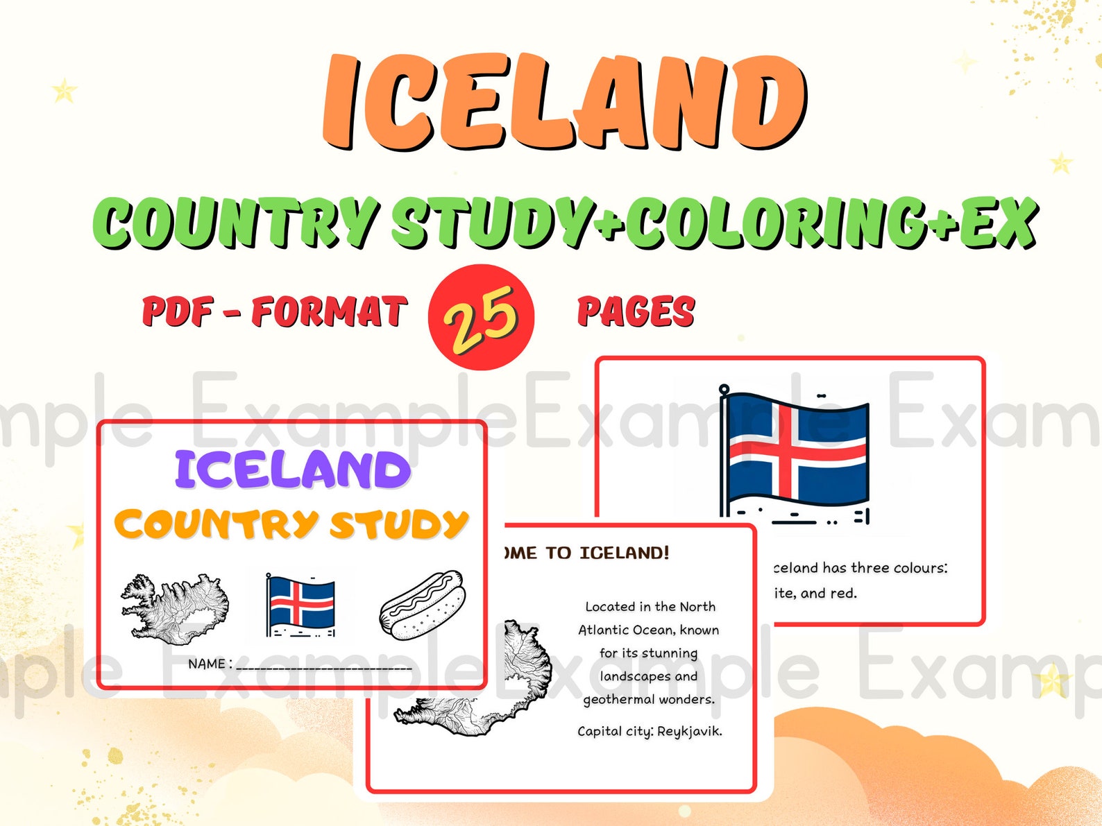 Iceland Country Study+coloring+ex Activities - Etsy