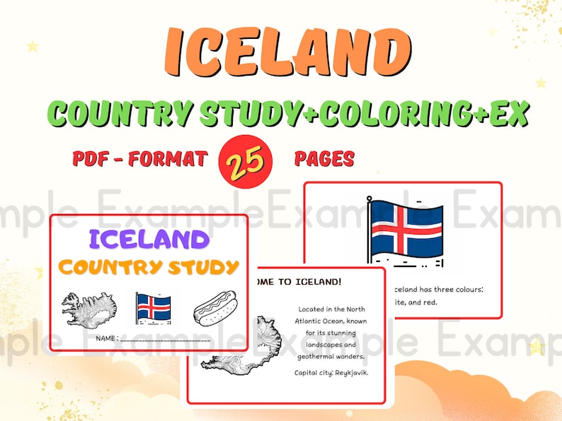 Iceland Country Study+coloring+ex Activities - Etsy