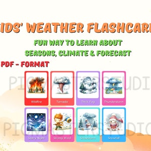 Forecasting Fun: Kids' Weather Flashcards for Kids Learn About Weather ...