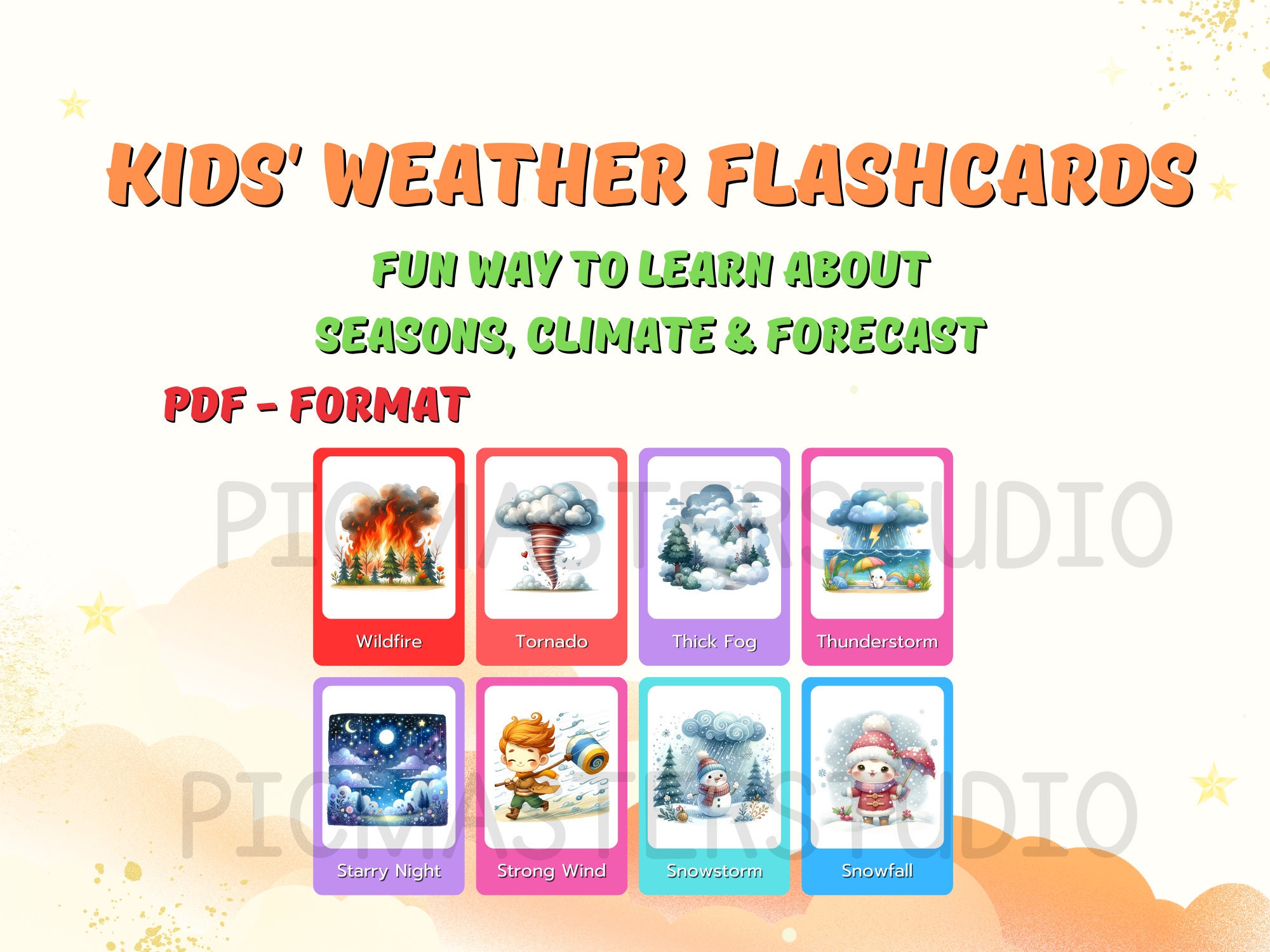 Forecasting Fun: Kids' Weather Flashcards for Kids Learn About Weather ...