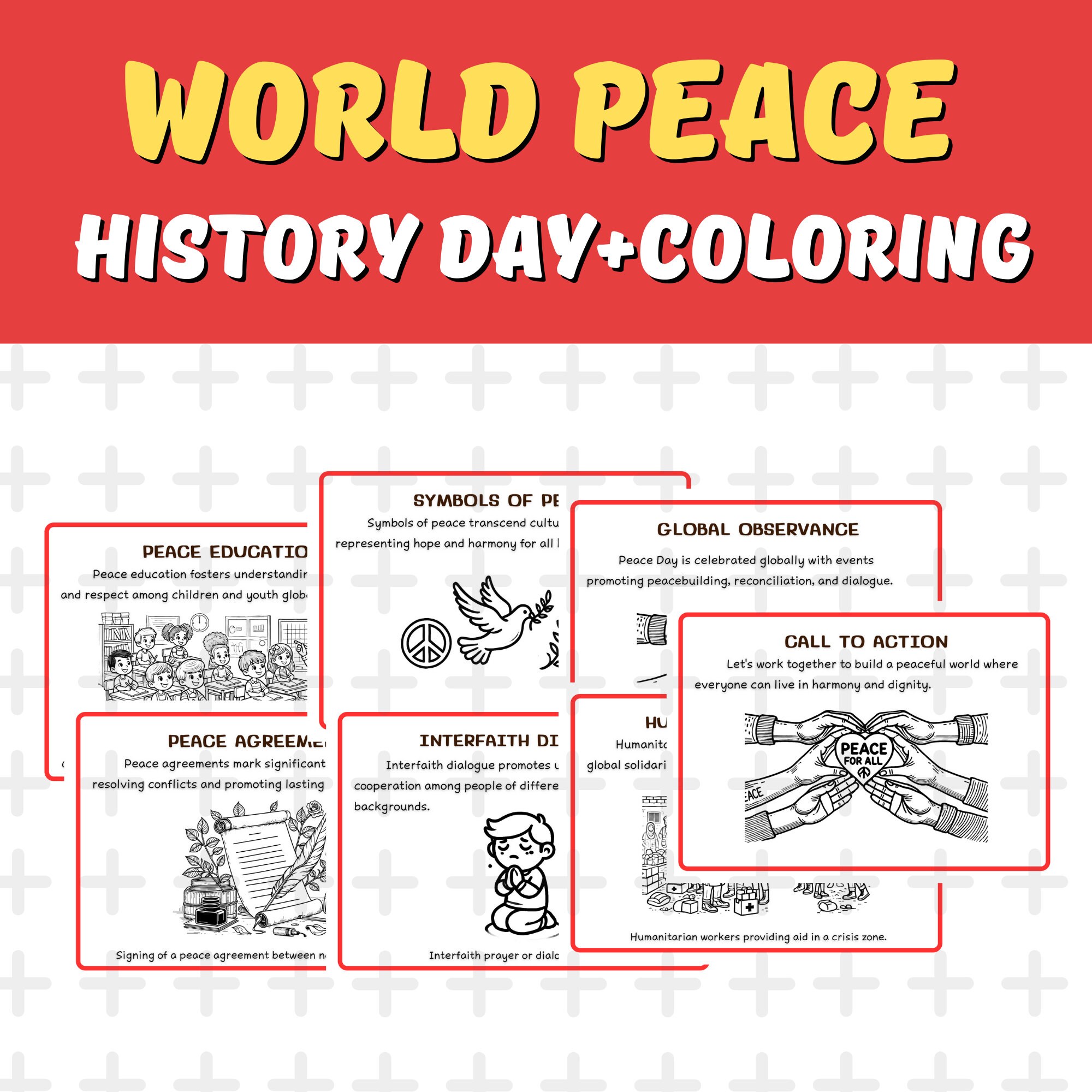 World Peace History Day+coloring Pages for Kids | Peace Day Kids | Dove ...