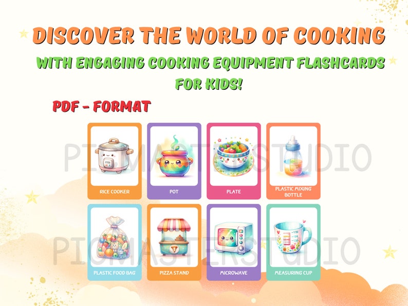 Junior Chefs Unite: Interactive Cooking Equipment Flashcards for Kids ...