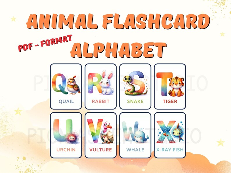 Educational Alphabet Flashcards With Animals Preschool Learning Game - Etsy