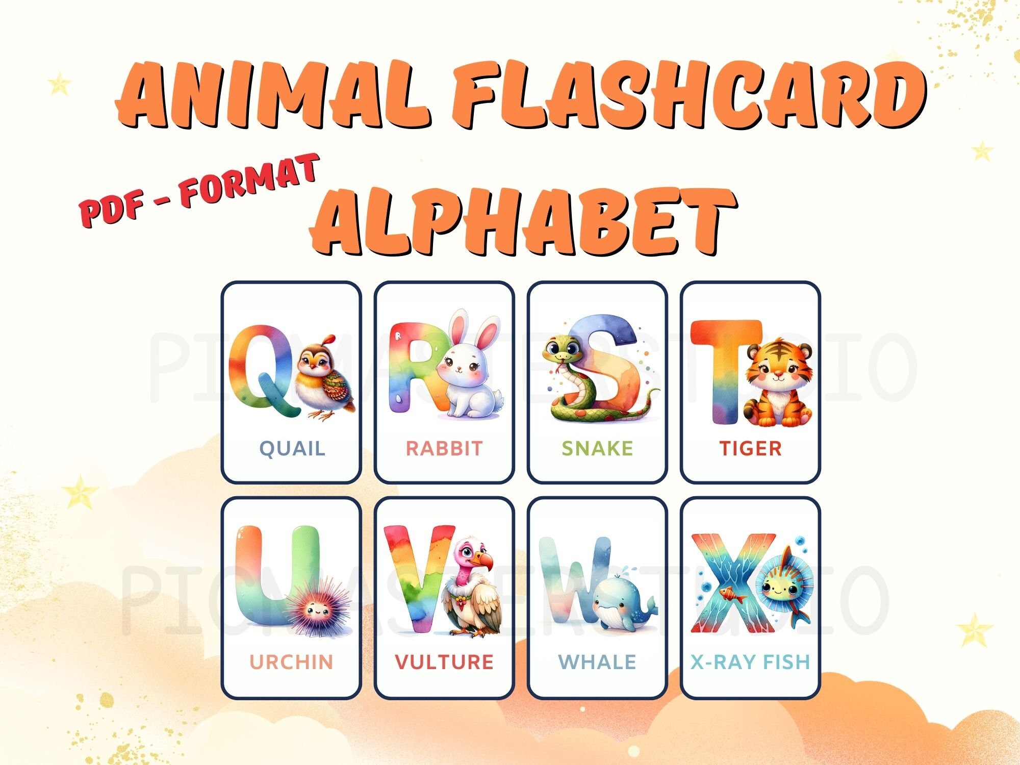 Educational Alphabet Flashcards With Animals Preschool Learning Game - Etsy
