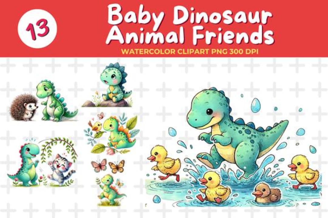 Baby Dinosaur and Friends PNG Collection - Etsy