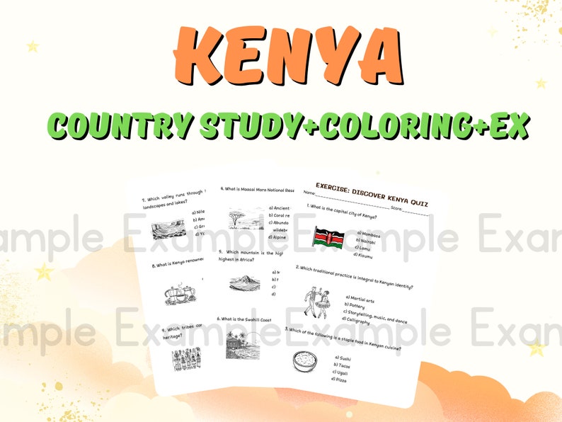 Kenya Country Study+coloring+ex Activities - Etsy