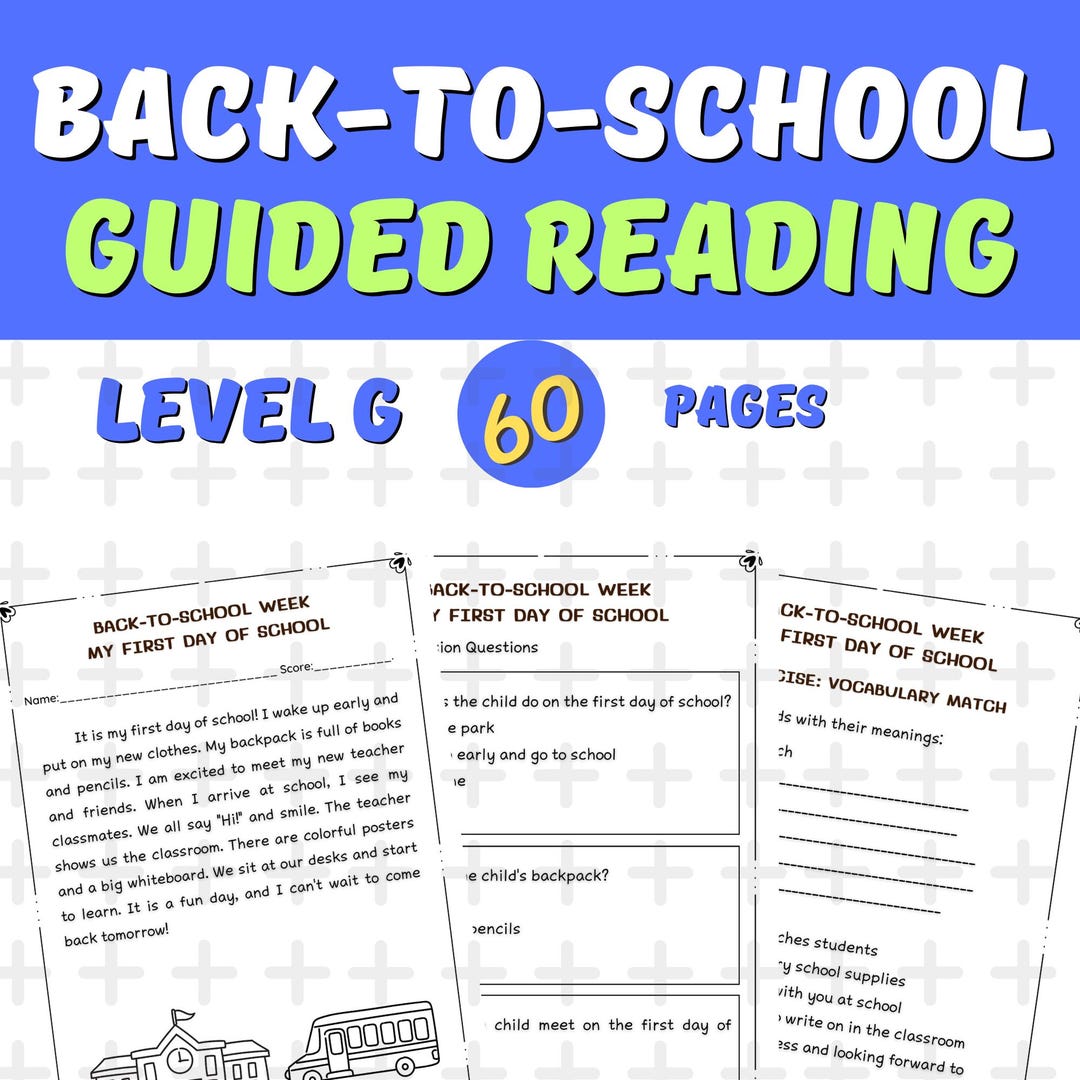 Back-to-school 1st Grade Guided Reading Passages & Questions Levels G ...