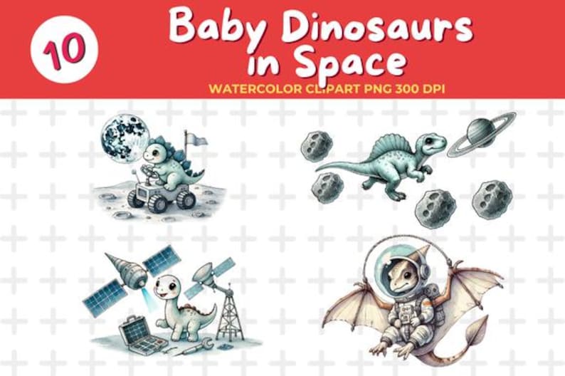 Baby Dinosaurs in Space PNG Collection for Kids | Space Dino Clipart ...