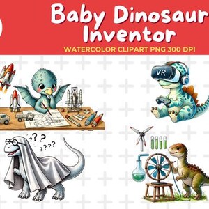 Baby Dinosaur Inventor PNG Collection for Kids | Inventor Dino Art ...