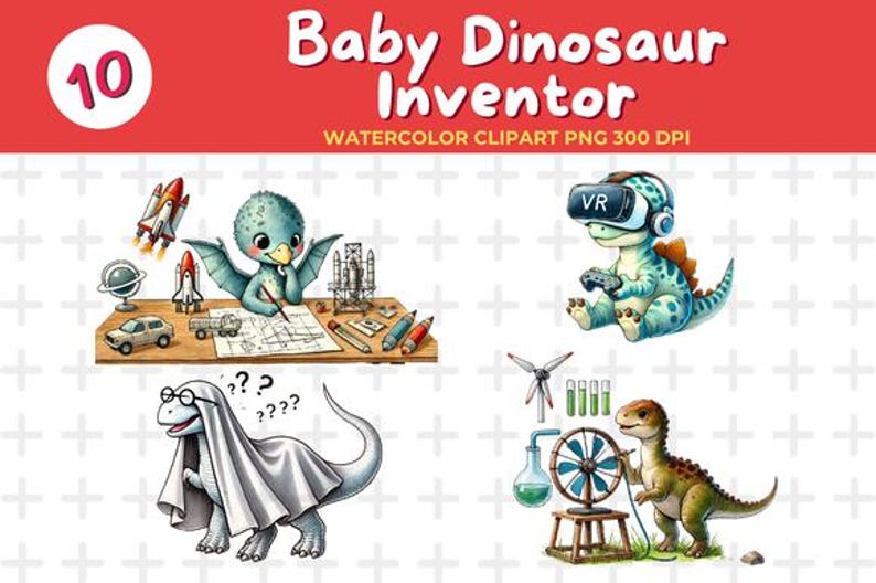 Baby Dinosaur Inventor PNG Collection for Kids Inventor Dino Art ...