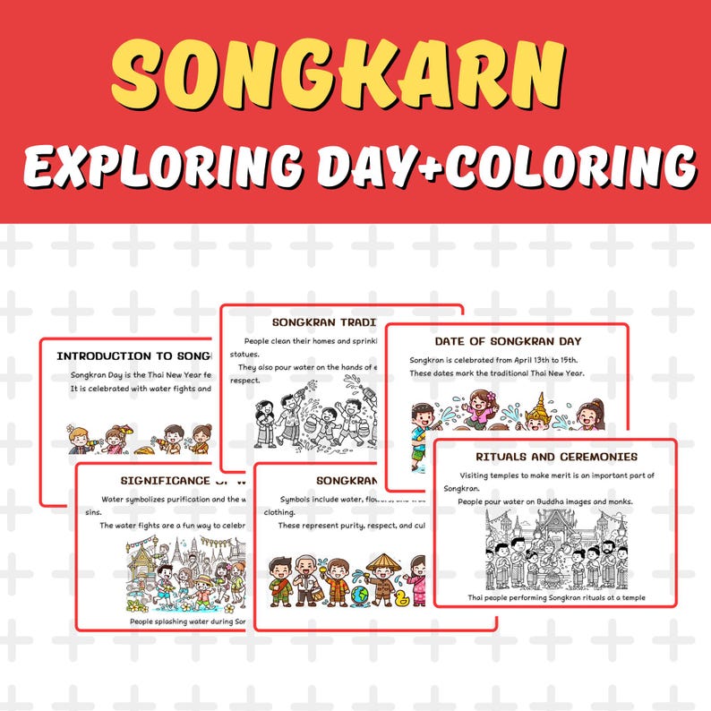 Exploring Songkarn Day+coloring Pages for Kids - Etsy