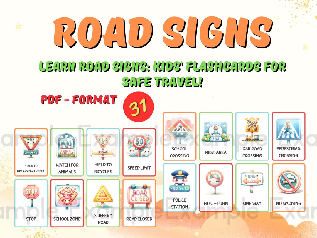 Stay on the Right Path: Road Signs Flashcards for Kids Learn, Play, and ...